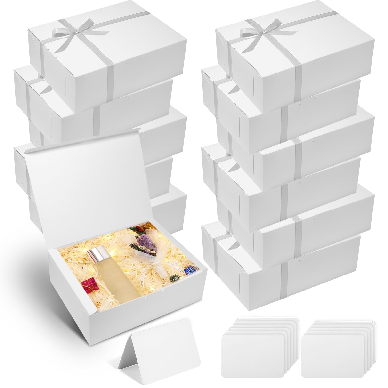 Amazon.com: YOXIFUFA 12 pcs Large White Gift Box with Lid,12x9x4 Inch ...