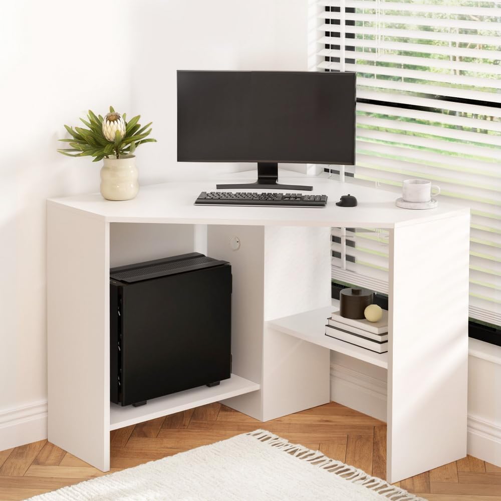 Artiss Corner Computer Desk Shelves CPU Stand L-Shape Home Office ...
