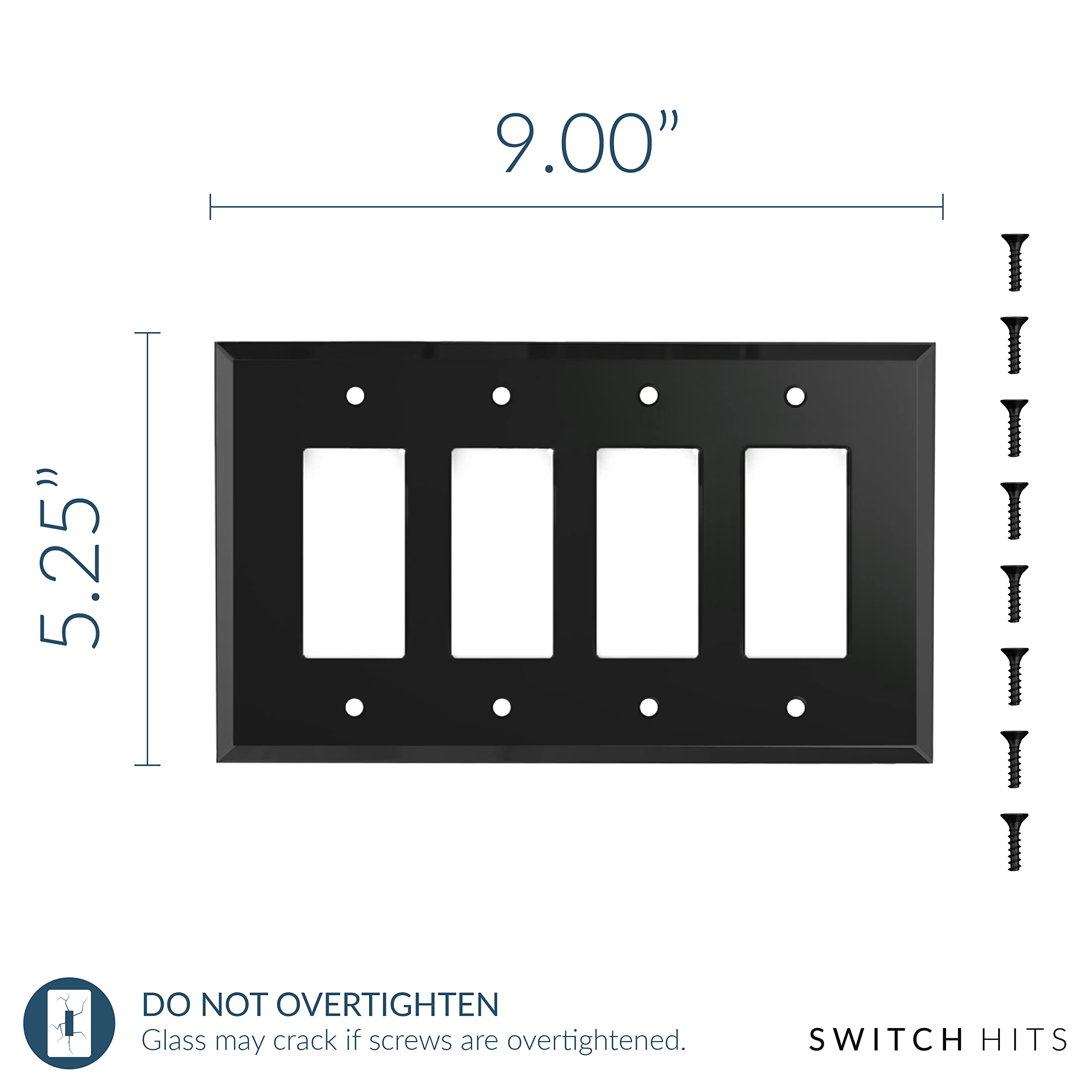 Four Mirror Switch Plates 8M GM Crystalline Mirror Plate, Finish Type: