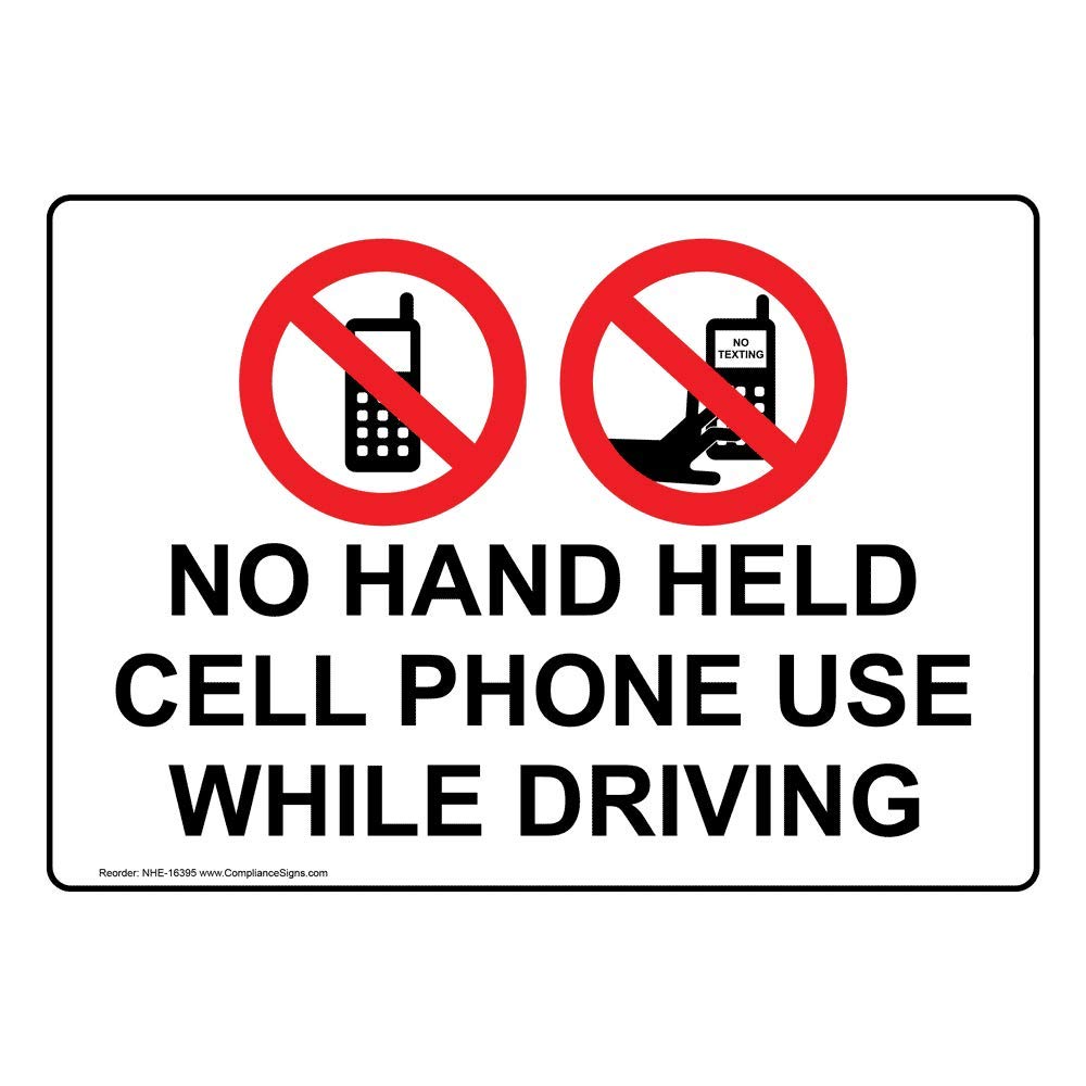 ComplianceSigns.com No Hand Held Cell Phone Use While Driving Label ...