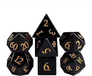 Amazon.com: Febote Natural Gemstone Dice Set, 7 Pcs Obsidian DND Dice ...