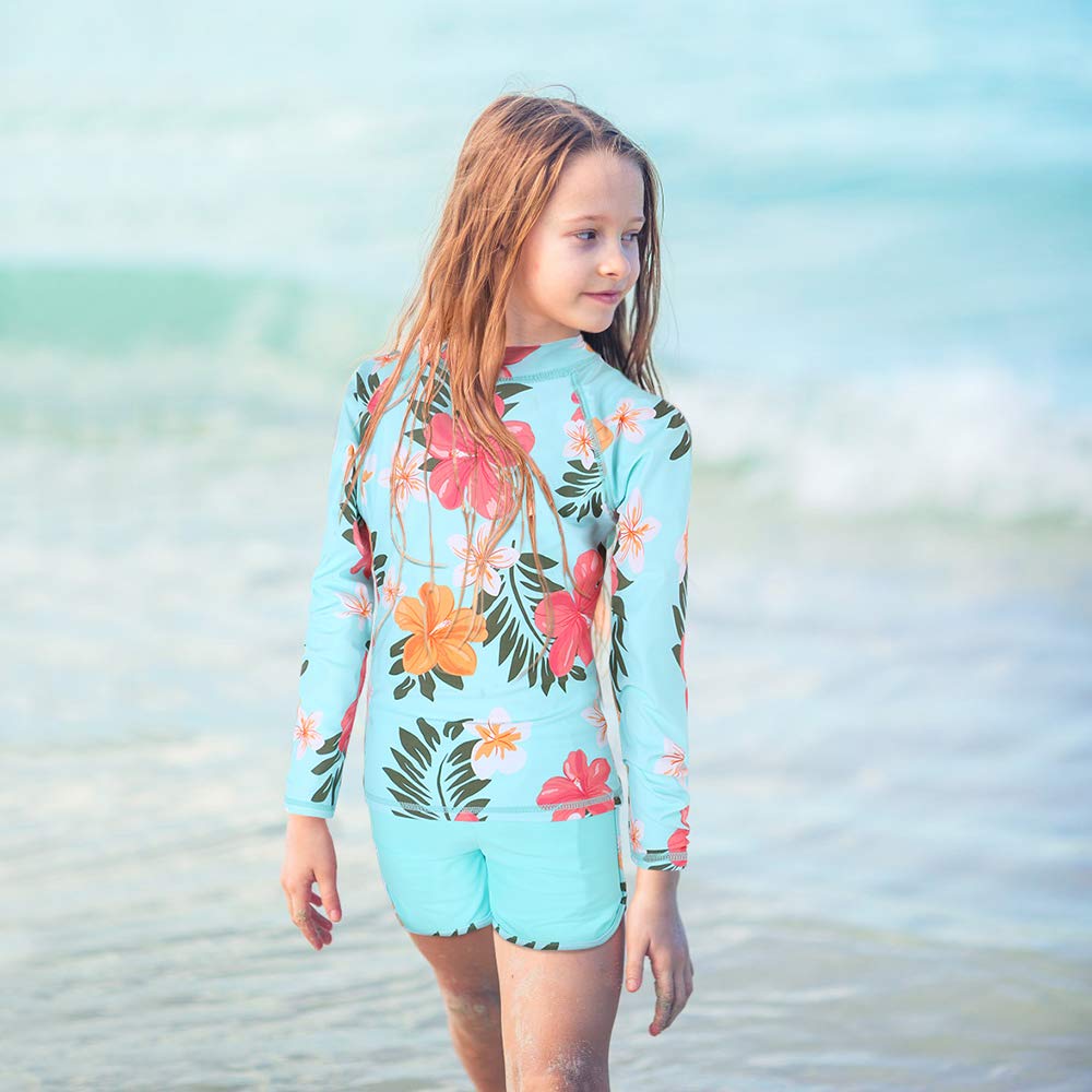 Snapklik.com : Girls Rash Guard Set Two Piece Long Sleeve Swimsuit UPF ...