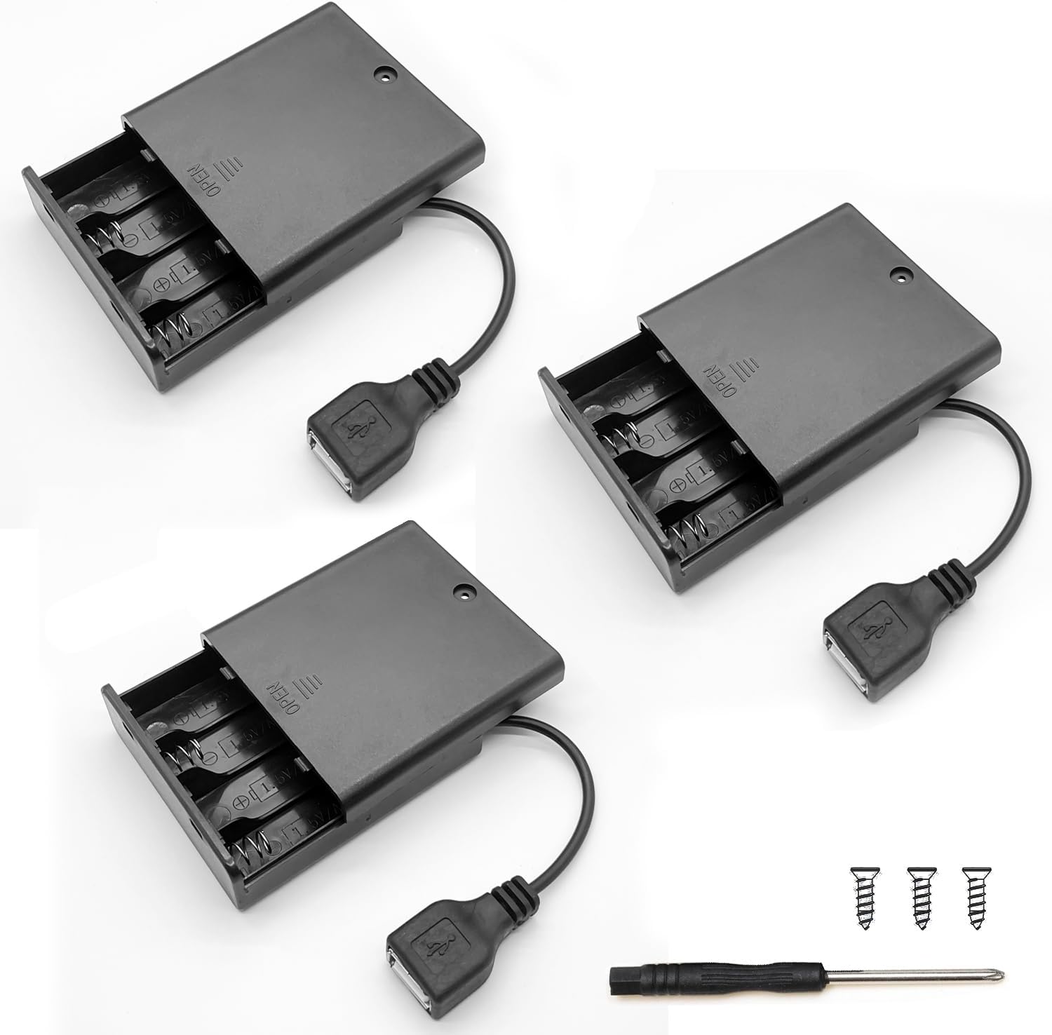 Amazon.com: VWEICYY 2 PCS 4 AA Battery Holder with USB Port, 2PCS 4 x 1 ...