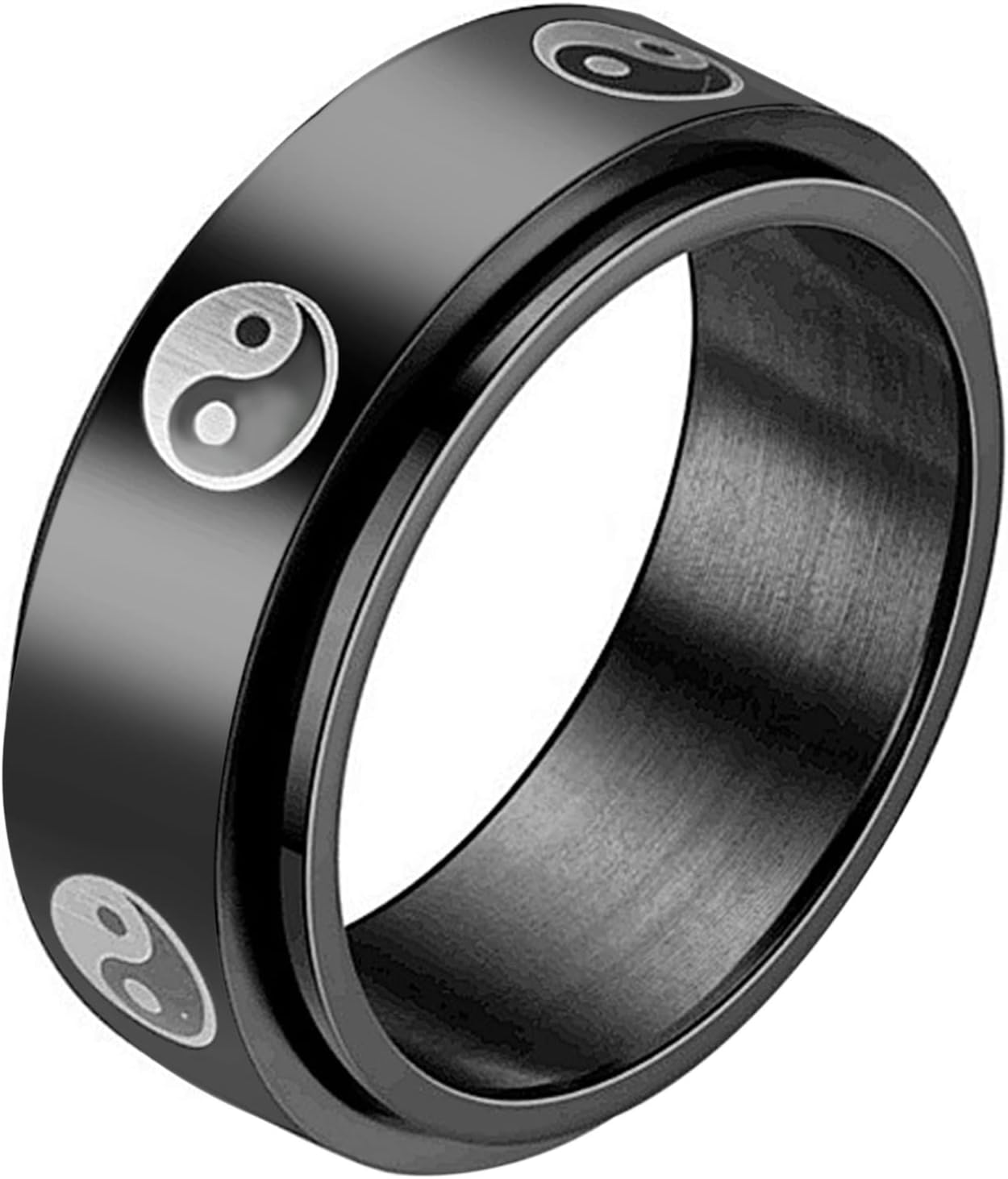Amazon.com: Jakob Miller 8mm Black Stainless Steel Tai Chi Yin Yang ...