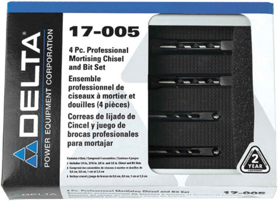 Delta - 4 Pc. Professional Mortising Chisel and Bit Set - Wood Chisels ...