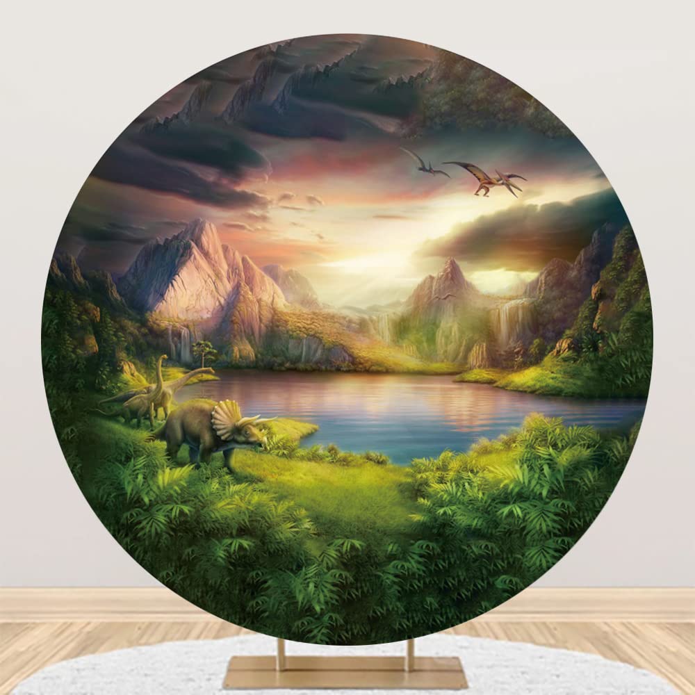 Buy CSFOTO Polyester 7x7ft Dinosaurs Theme Round Backdrop Boy Birthday ...