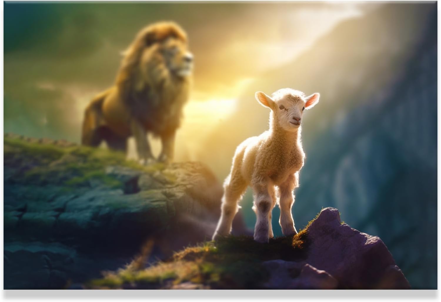 Amazon.com: WALKFB Jesus and Lamb Canvas Wall Art Lion and Lamb Picture ...