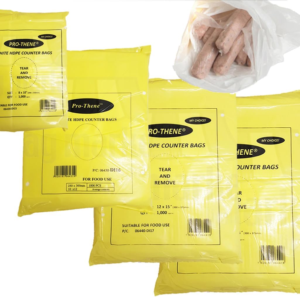 Pro-Thene | 1000 x Strong White HDPE Butcher Counter Bags for Food Use ...