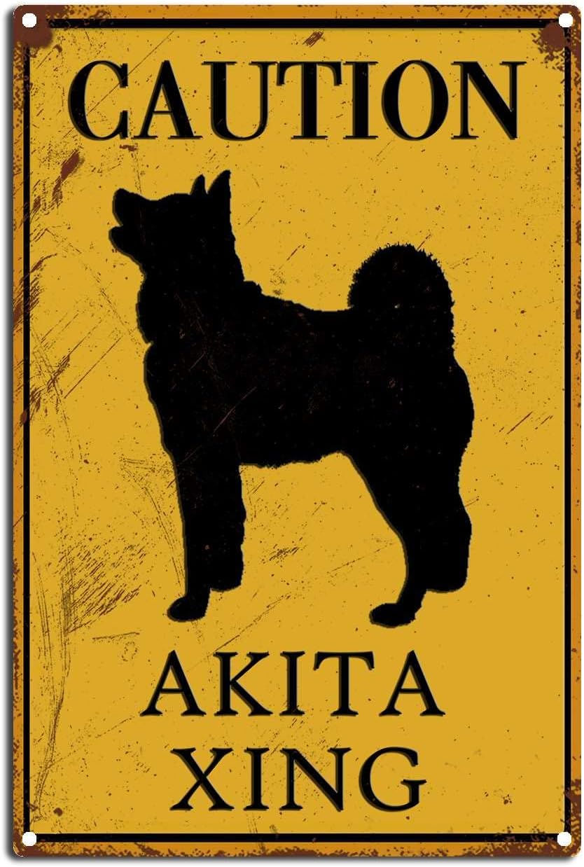 Amazon.com: FLFGIDD Akita Caution Xing Tin Sign Warning Animal Road ...