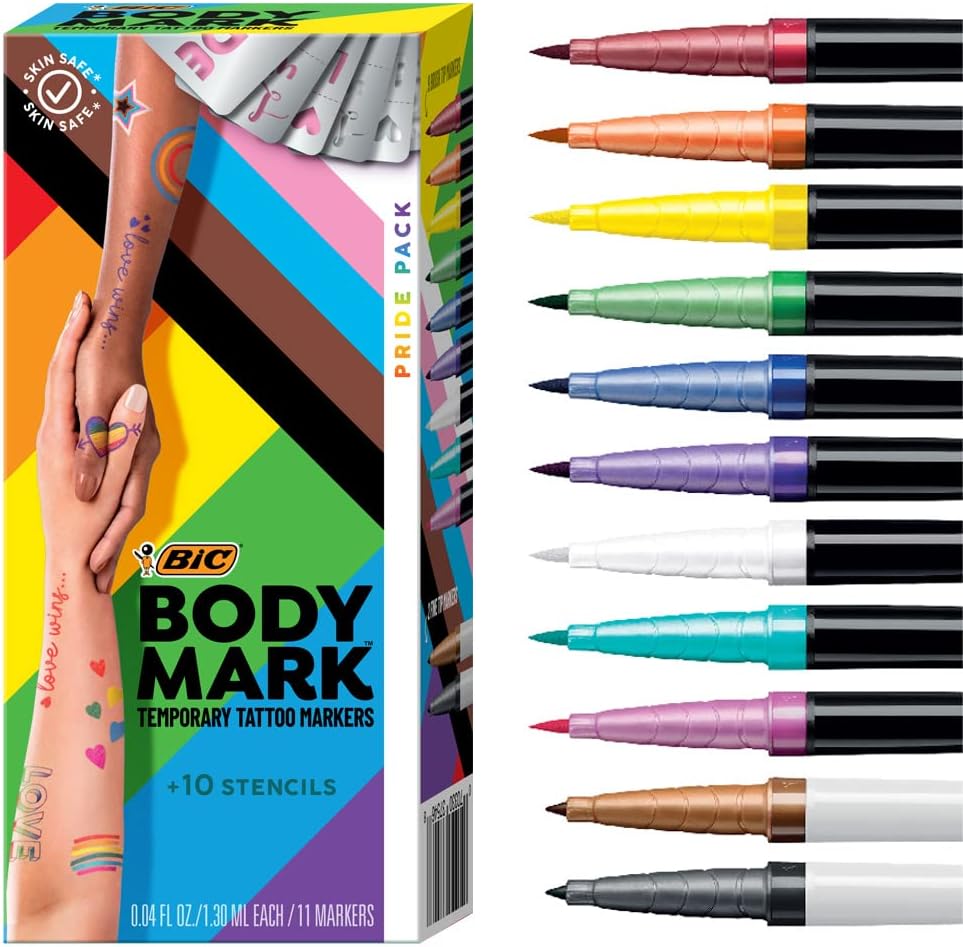 Amazon.com: BIC BodyMark Temporary Tattoo Markers for Skin, Precision ...