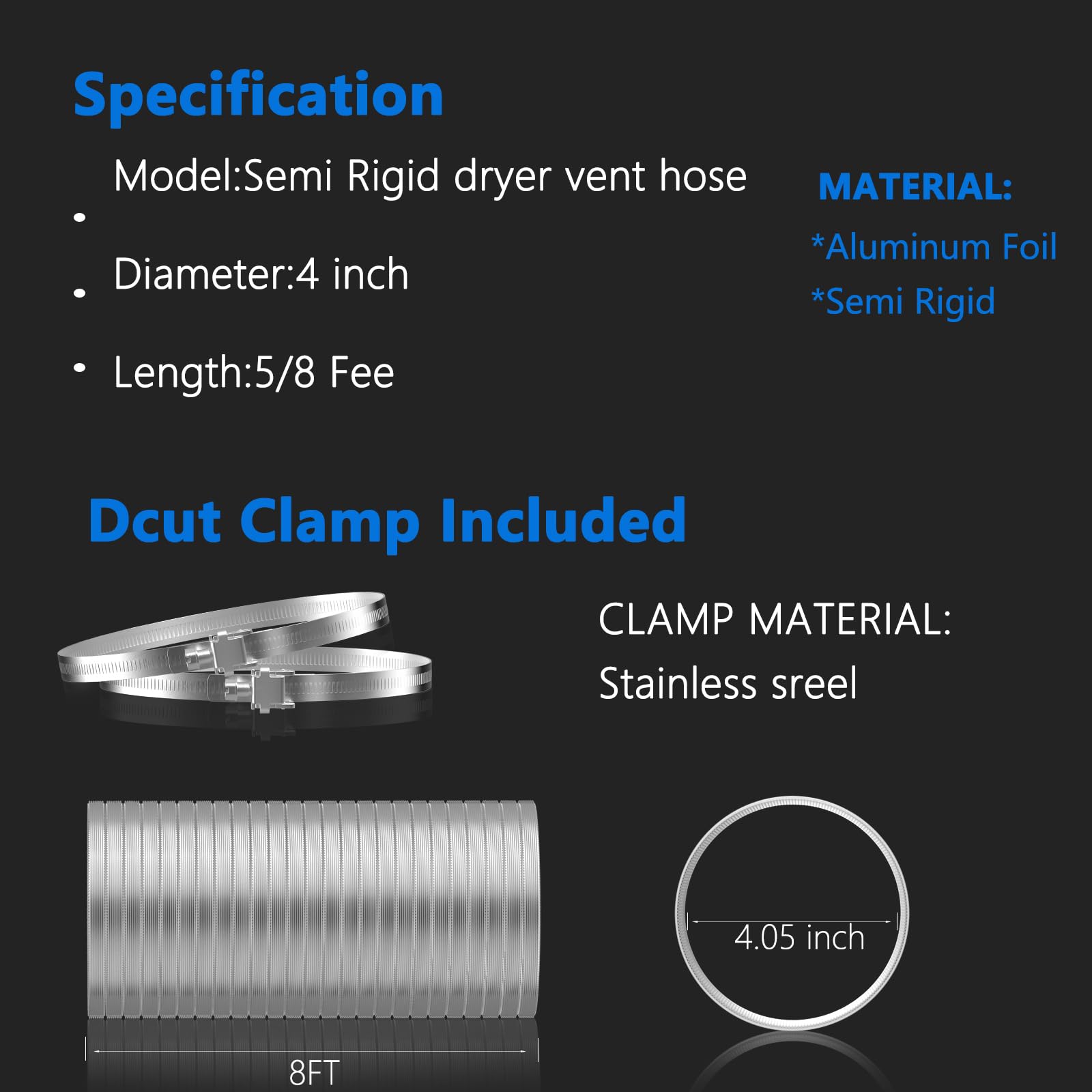 Snapklik.com : HOOMESUN 5 Feet Semi Rigid Dryer Duct, 4 Inch Dryer Vent ...