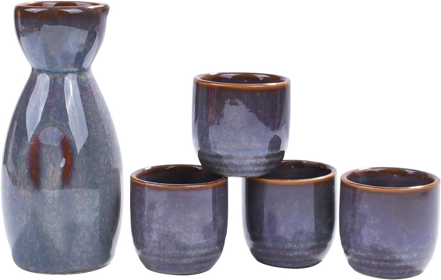 Amazon.com | ABuff Japanese Sake Set, 1 Tokkuri Bottle & 4 Ochoko Cups ...