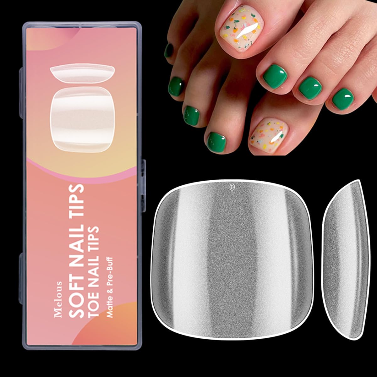 Amazon.com: Matte Toe Nail Tips, Melous Full Matte Pre-Buff Toe Nail ...