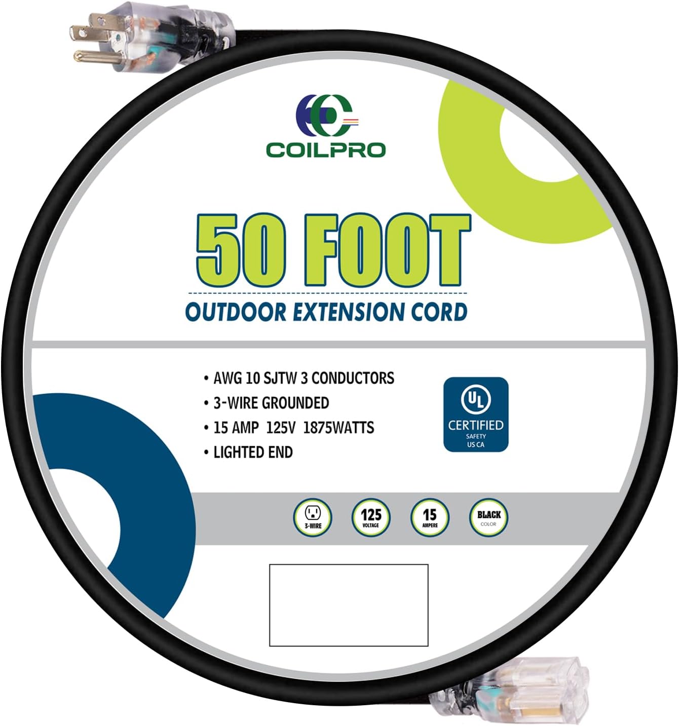 Amazon.com: CoilPro 50FT Outdoor Heavy-Duty Extension Cord-10/3 SJTW ...