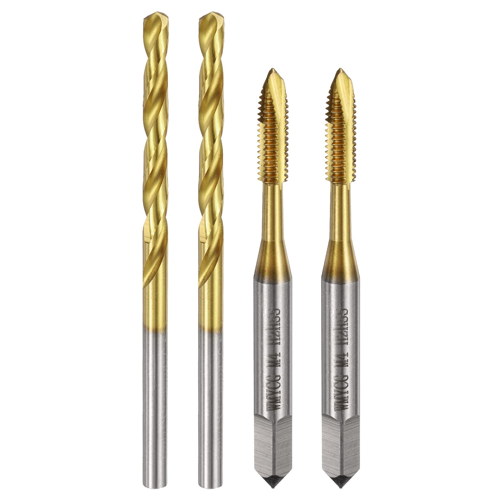 uxcell Metric Tap & Drill Bit Set, 2pcs M4 x 0.7 Spiral Point Thread ...