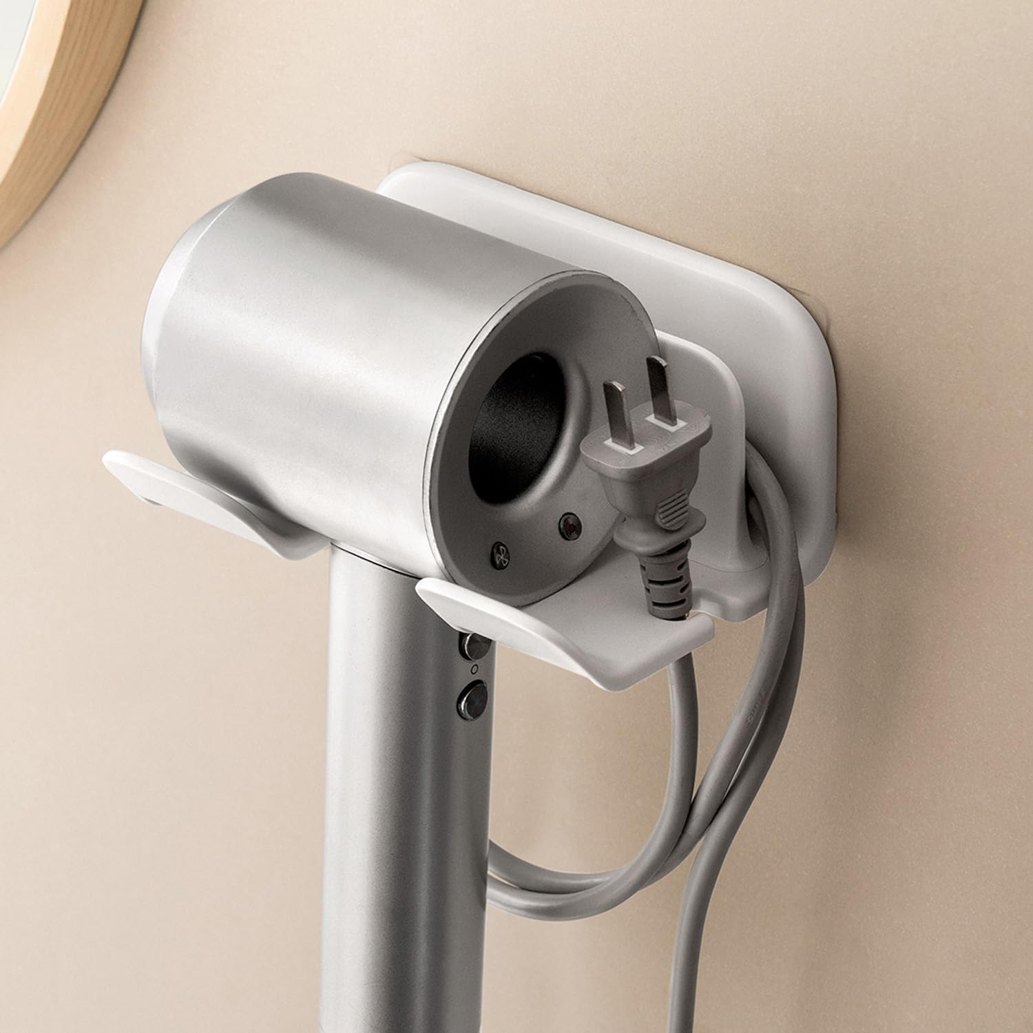 Amazon.co.jp: DoocliB Dryer Holder, Wall Hanging, Dryer Storage, Fits Cords, Dryer Stand, White ...