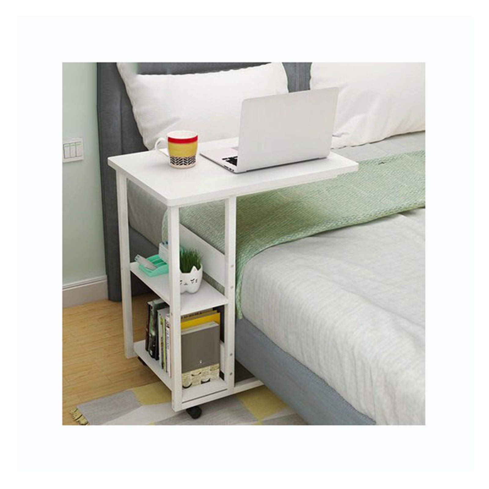 Overbed Table On Wheels 2 Tier Book Storage Shelves Mobile | Desertcart ...