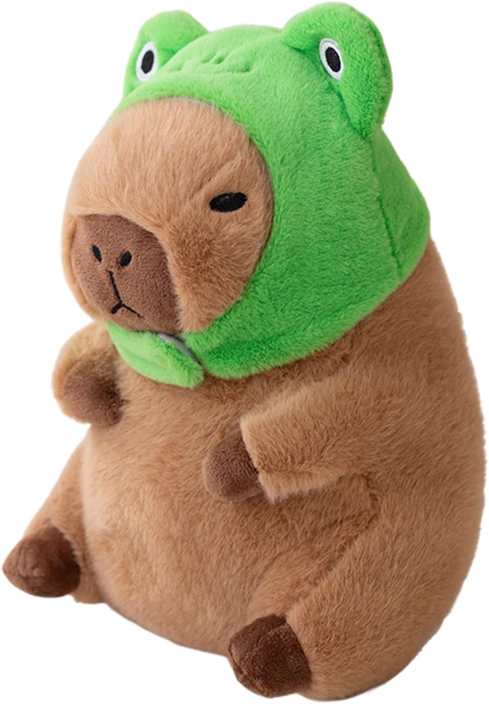 Amazon.com: Ditucu Cute Capybara Plush Pillow with Wearable Frog Hat ...