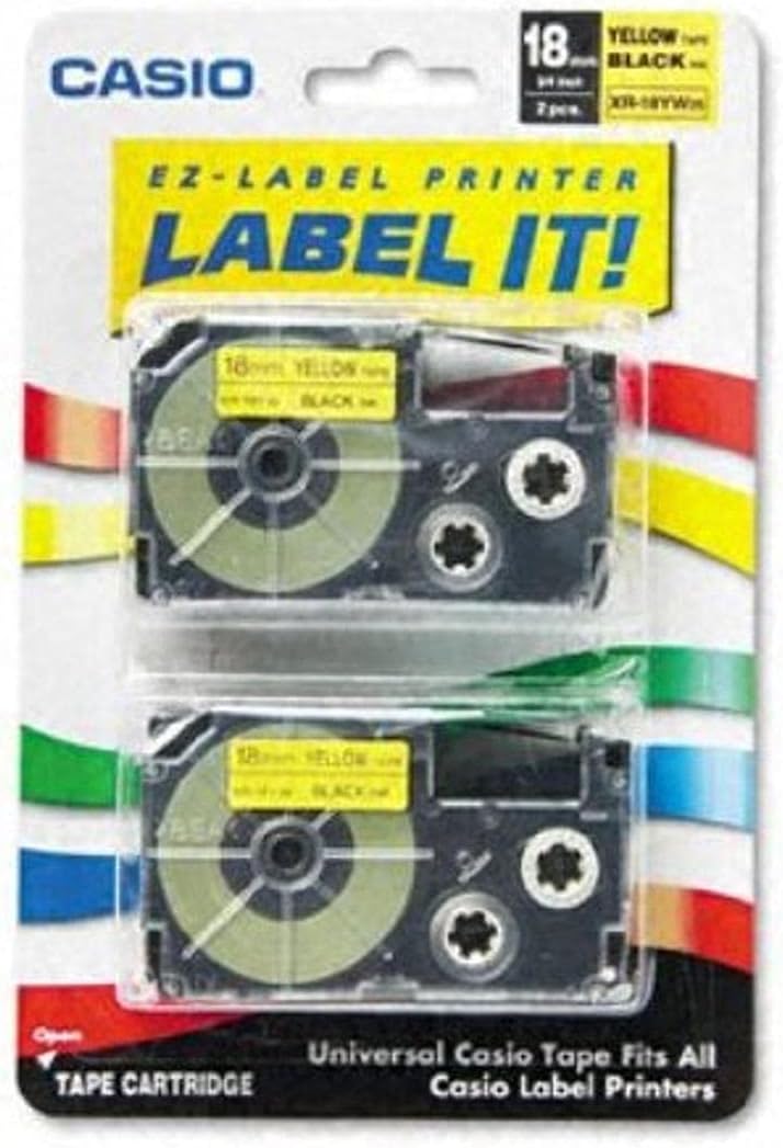 Amazon.com: Casio Inc. XR18YW2S Tape Cassette for Label Printer ...
