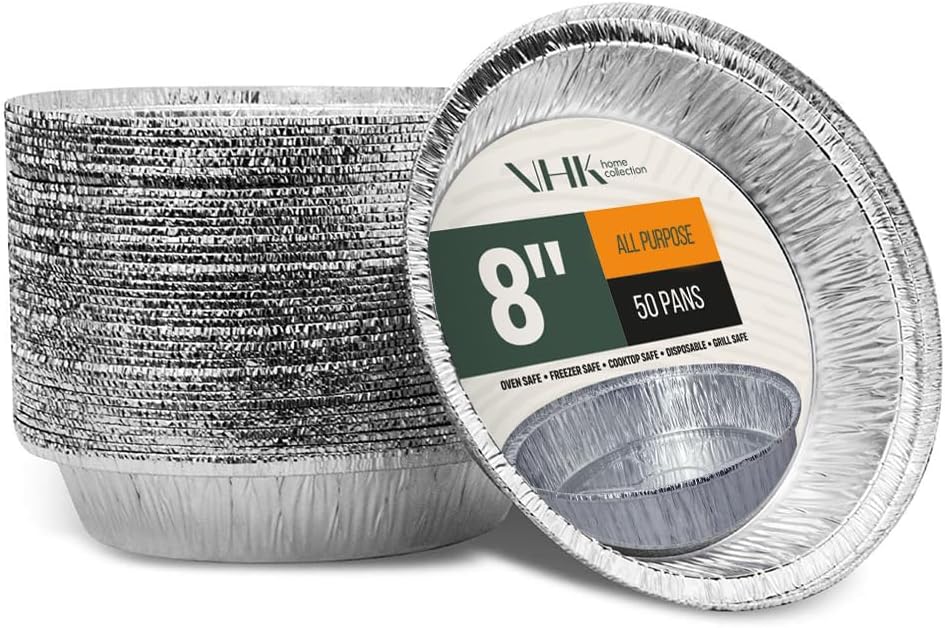 Amazon.com: PLASTICPRO 8'' Inch Round Tin Foil Pans Disposable Aluminum ...