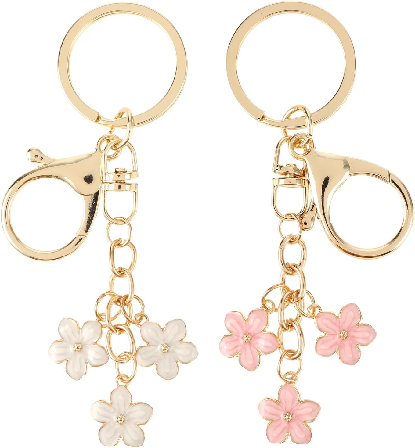 Amazon.com: Ouligay 2 Pieces Flower Keychain Pink Keychain for Women ...