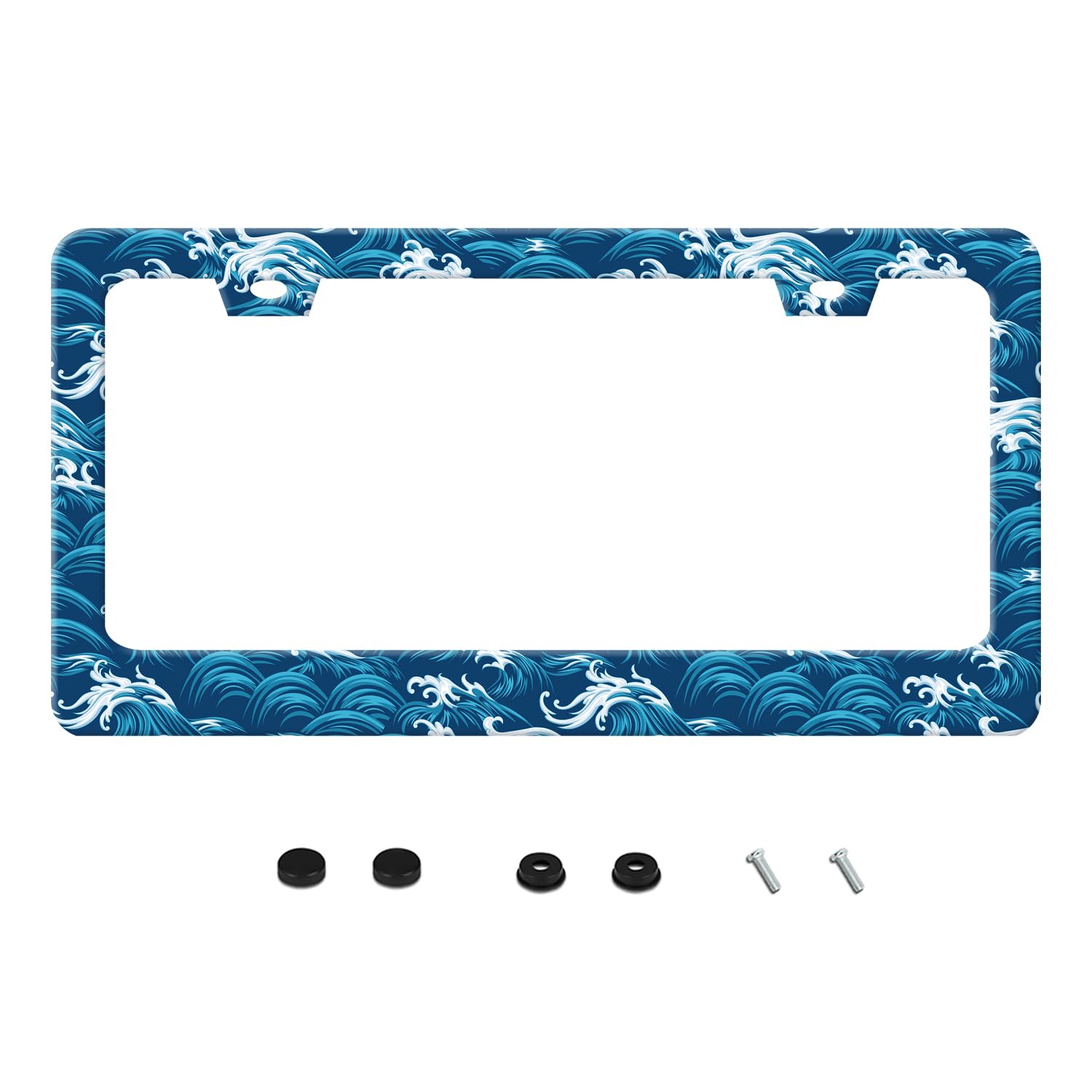 Amazon.com: Ocean Waves License Plate Frame Funny Beach Sea Wave ...