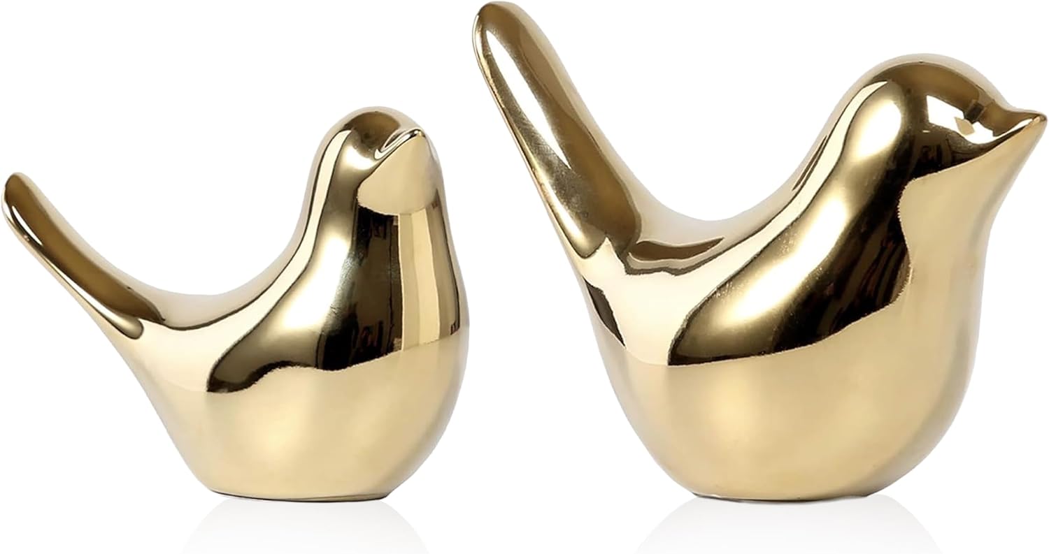 Amazon.com: FAB DECOR Small Gold Bird Figurine Set – Modern Tabletop ...