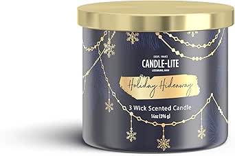 Amazon.com: Candle-Lite Scented Candles, Holiday Hideaway Scent, 14 oz 3-Wick Jar Candle, 45 ...