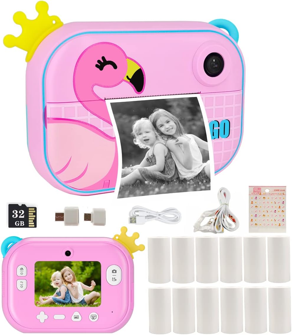 Amazon.com : Instant Print Camera for Kids with 12 Rolls Refill Paper ...