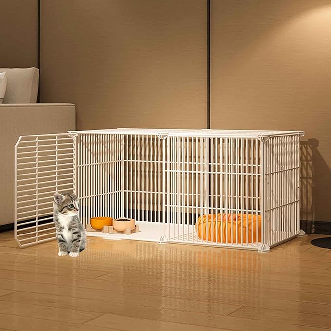LBSI Large Pet Crate Indoor Cat Playpen, Kitten Pen Metal, Detachable ...