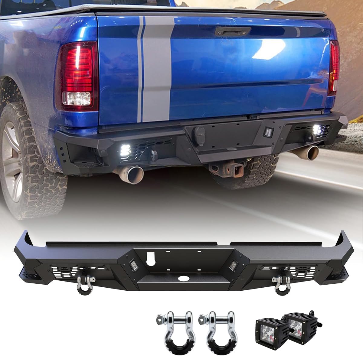 Amazon.com: Nixon Offroad Rear Bumper for 2009-2018 Dodge Ram 1500 ...