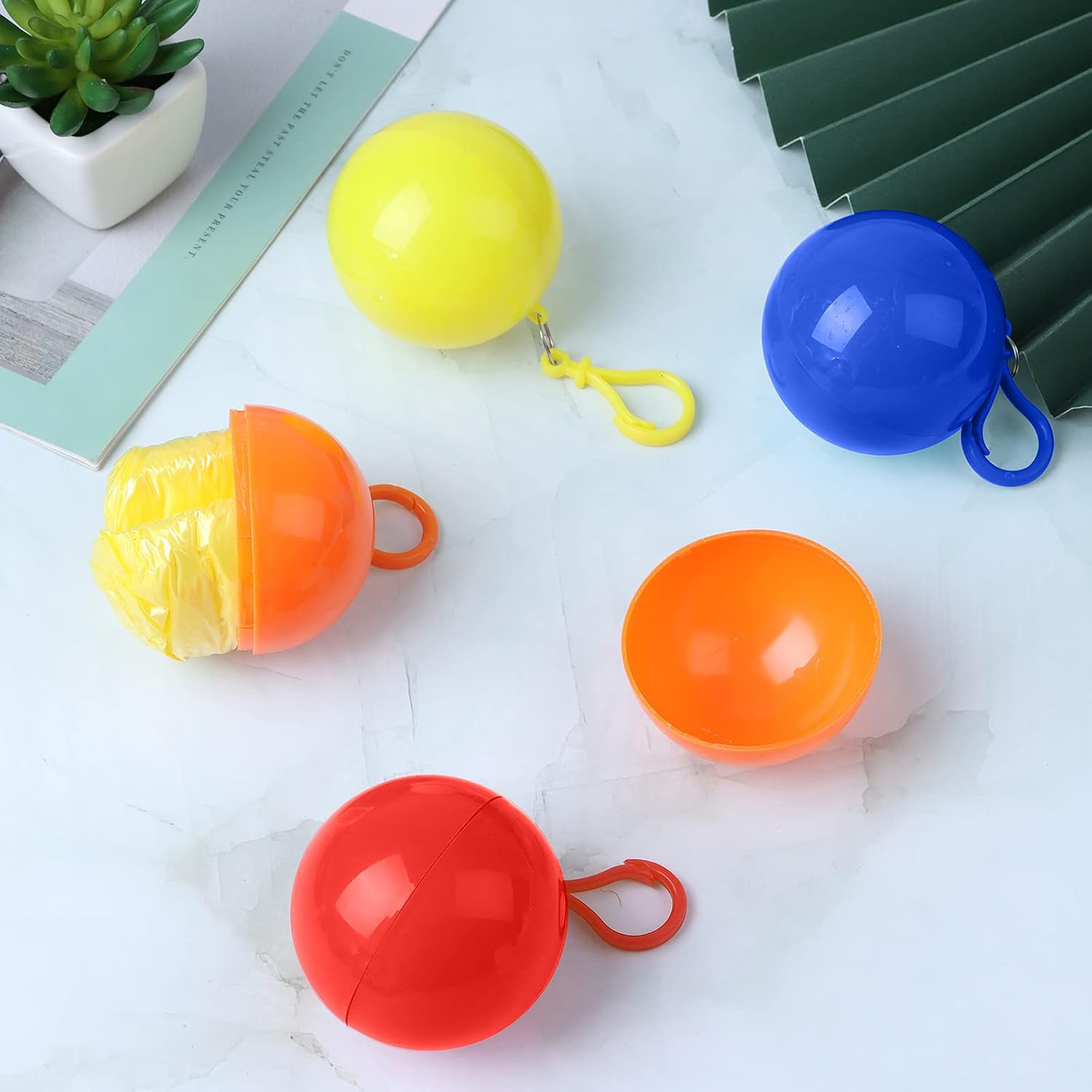 4 Pieces Adult Raincoats Disposable Raincoat Ball Easy Carry Keyring ...