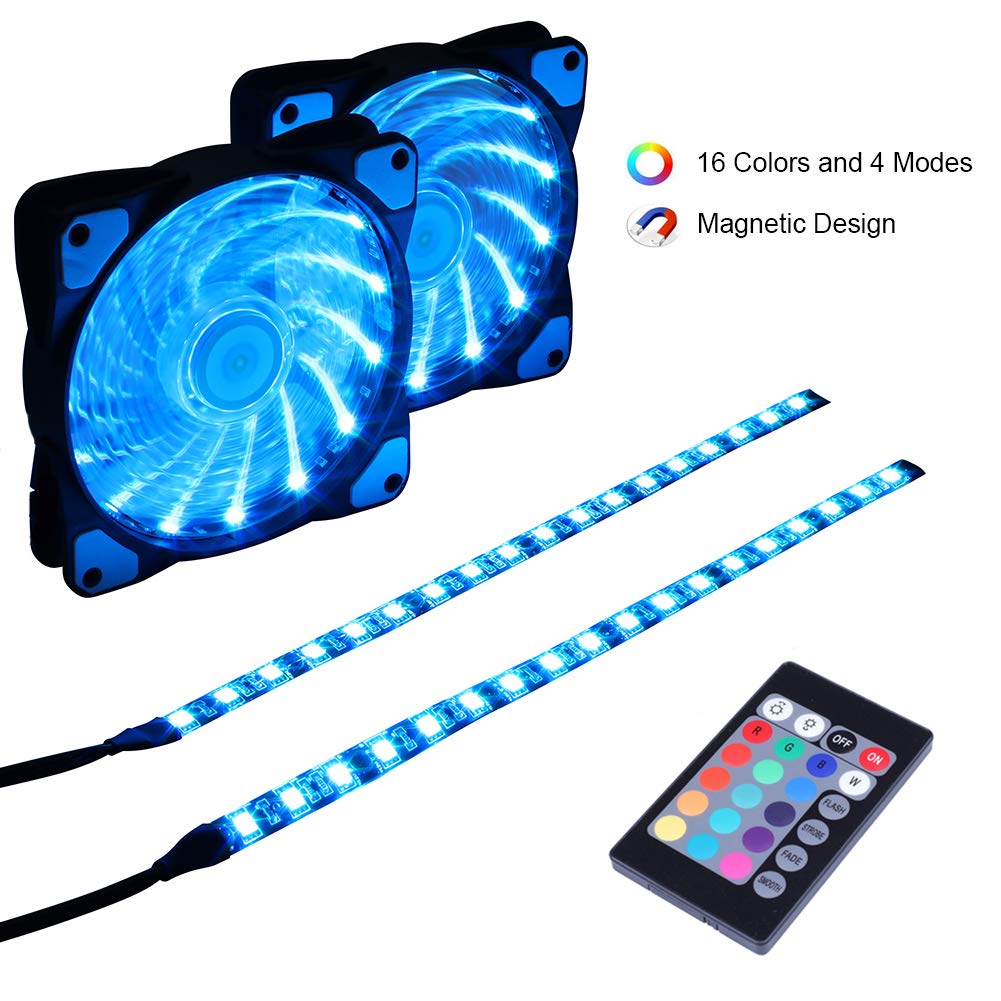 Buy DS 2Pack 120MM RGB Case Fans with PC LED Strip Lighting, LED Silent ...