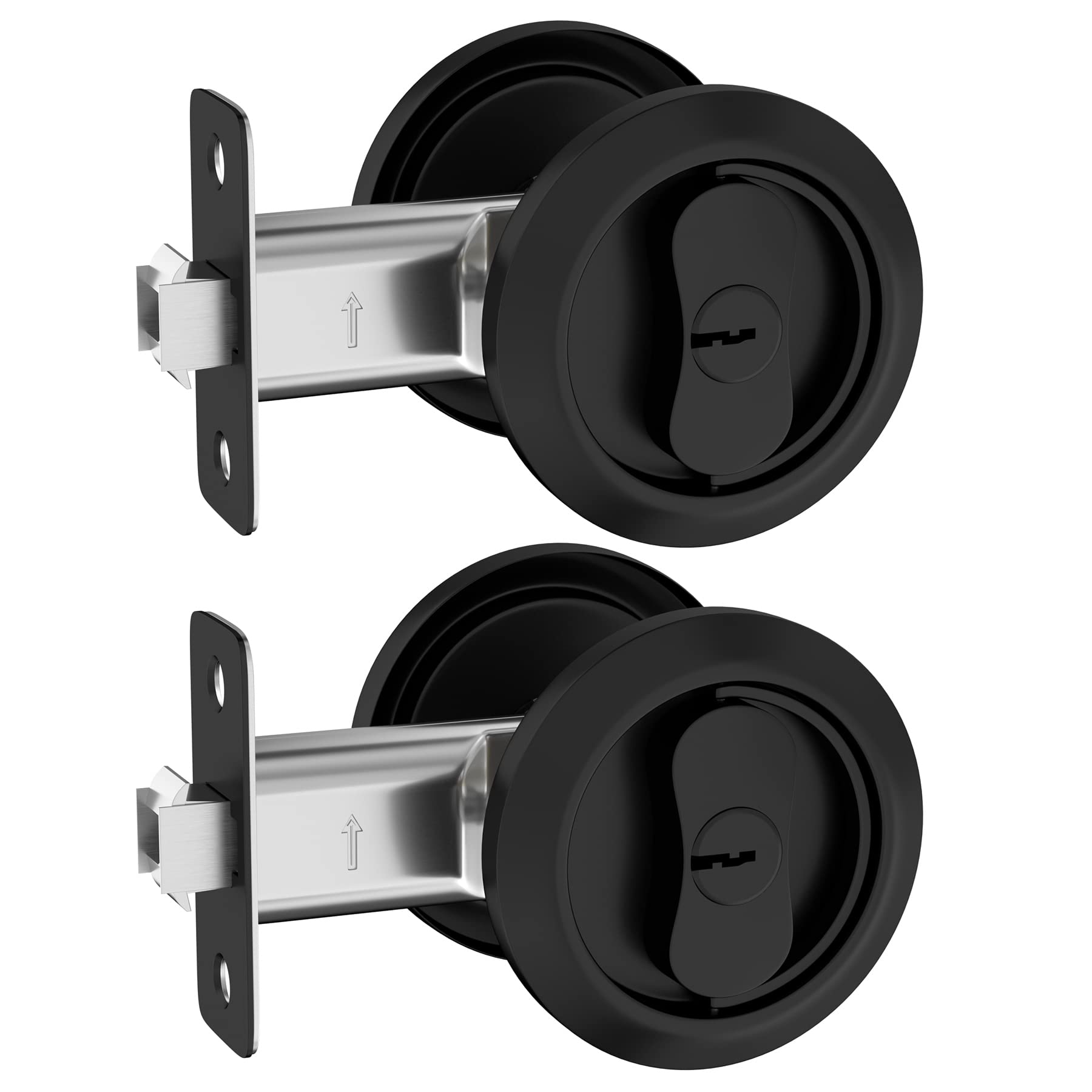 Buy Haidms 2 Pack Pocket Door Lock Matte Black, Black Pocket Door ...