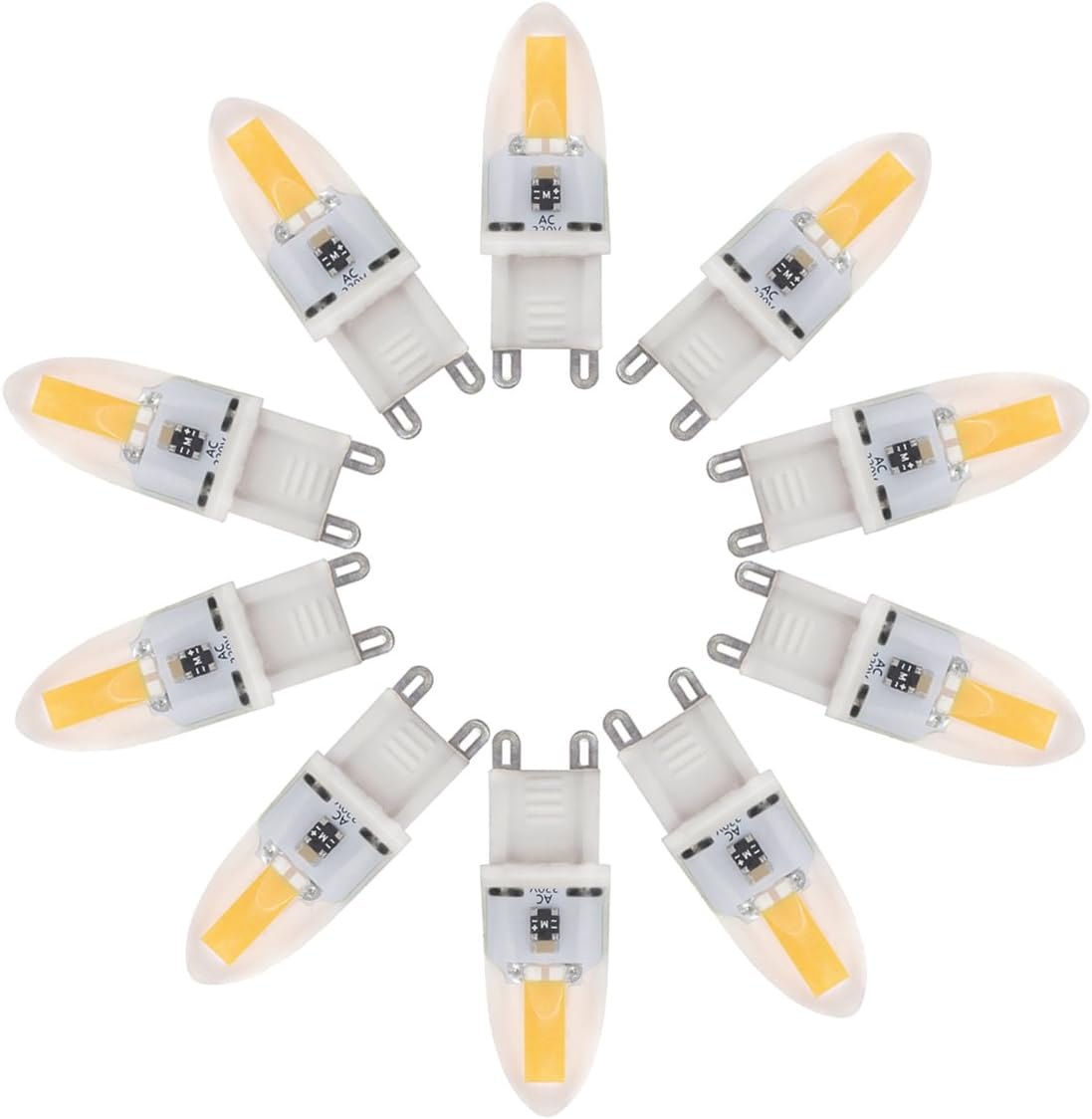 NJYTouch 10PCS G9 Bi-Pin 1.8W 1505 COB Cool White 6000K LED Dimmable ...