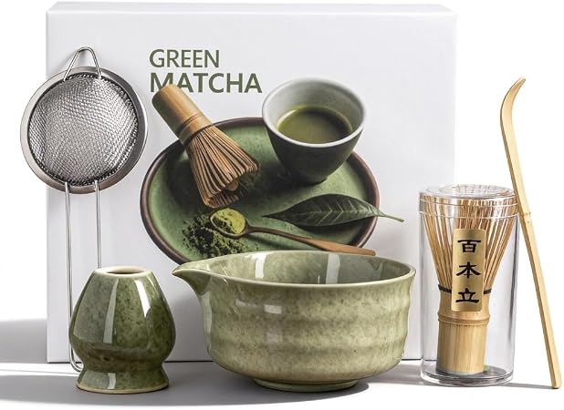 Matcha Whisk Set, Matcha Kit Japanese Tea Set Includes Matcha Bowl with ...