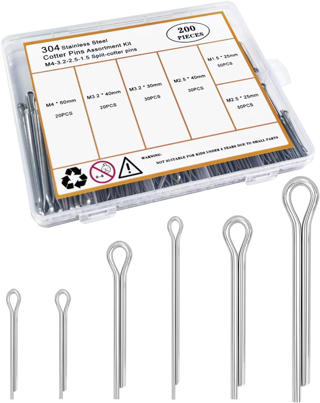 Amazon.com: Glarks 555Pcs Heavy Duty Zinc Plated Cotter Pin Assortment ...
