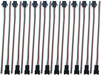 Cleiscry 10 Pairs JST SM 3 Pin Connectors for WS2812B WS2811 WS2812 WS2814 SK6812 FOCB CCT LED ...