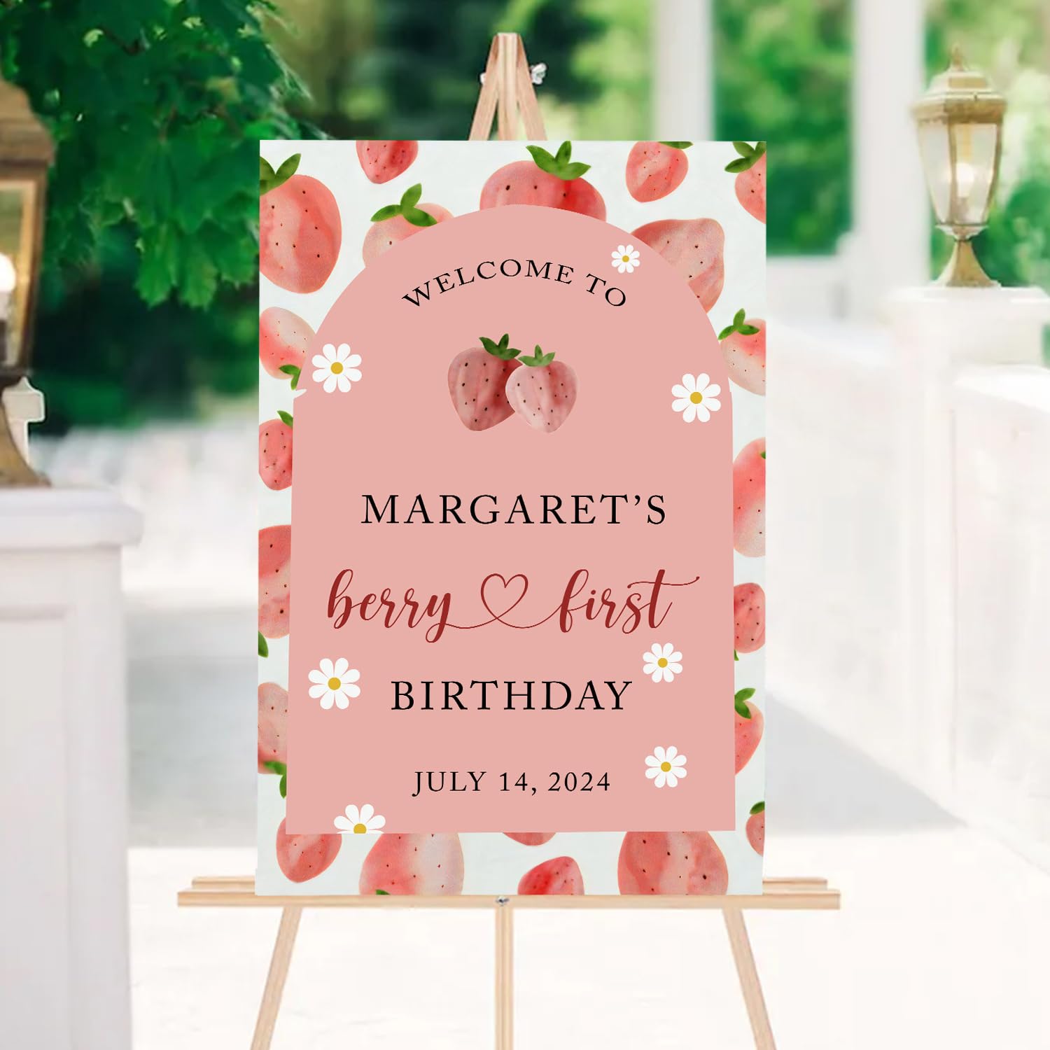 Amazon.com: Berry First Birthday Welcome Sign, Editable Strawberry 1st ...