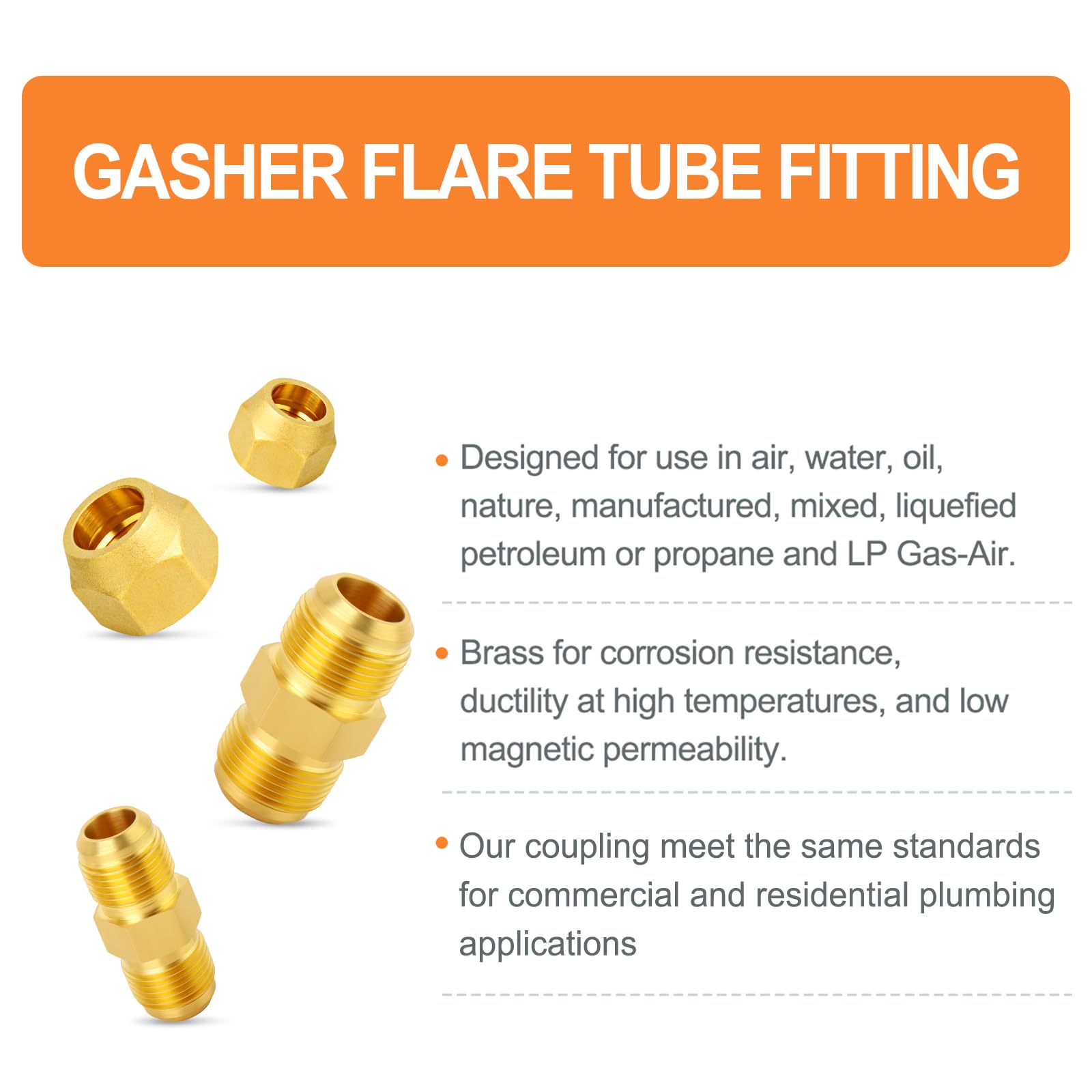 Snapklik.com : GASHER 3Packs Brass Tube Fitting, Half-Union