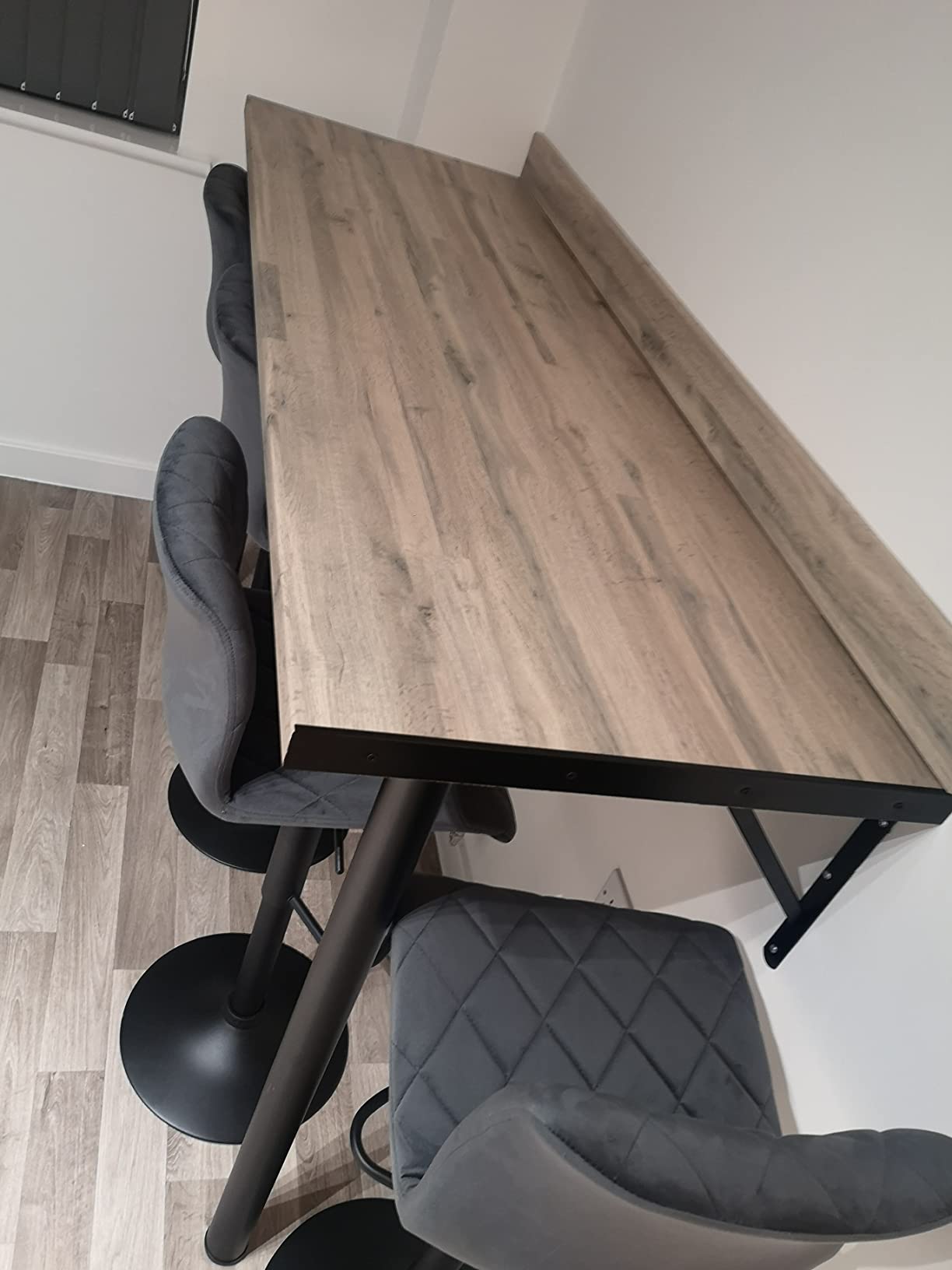 Dihl Single 1100mm Black Adjustable Kitchen Worktop, Unit, Breakfast ...