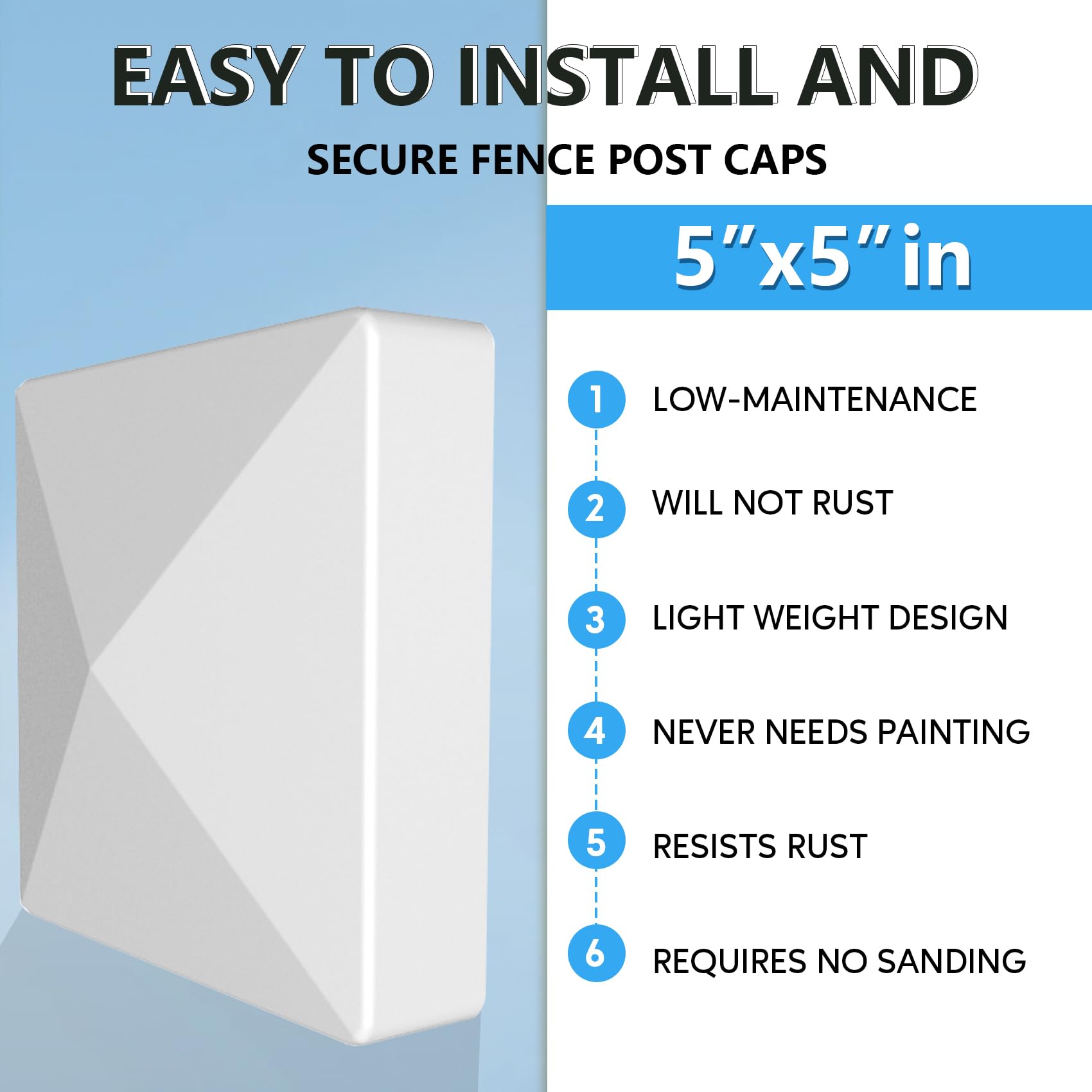 Snapklik.com : 4x4 Vinyl Fence Post Caps, White PVC Decorative Pyramid ...