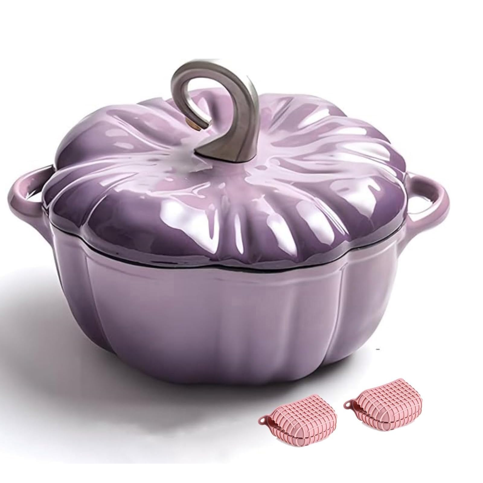 Amazon.com: Pumpkin Shaped Dutch Oven Pot with Lid, Cast Iron Pumpkin ...