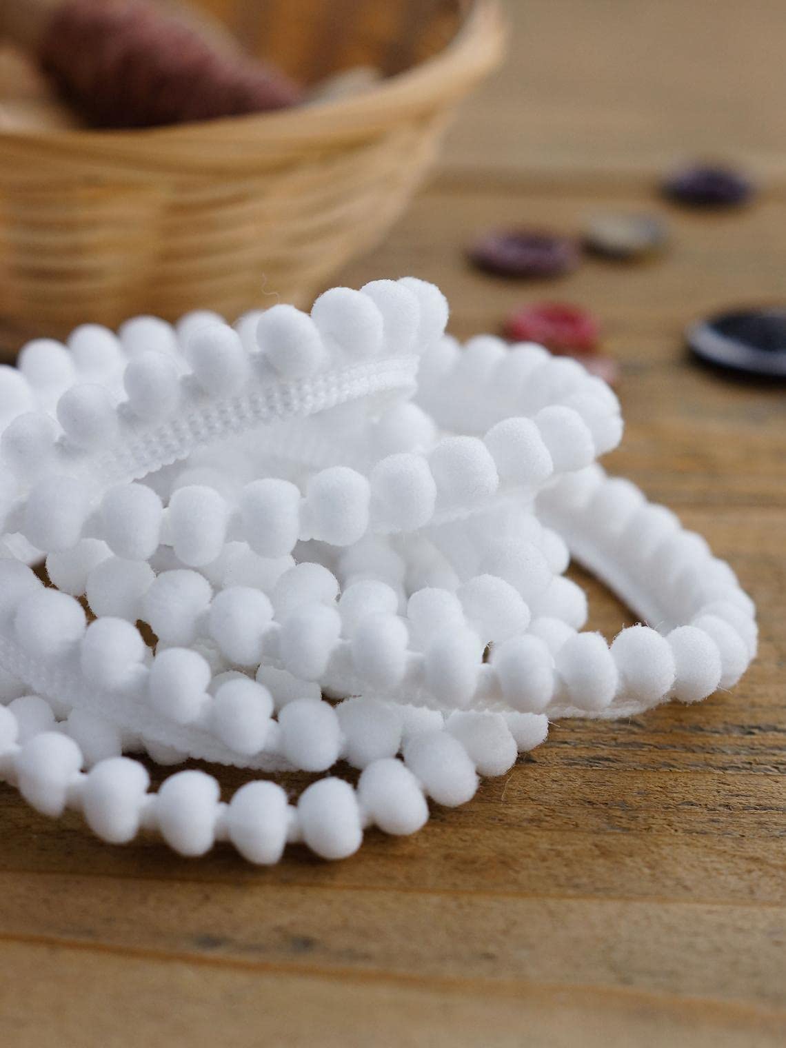 BOBBINY White Pom Pom Mini Bobble Ball Fringe Braid Lace 20 Meter Dot ...