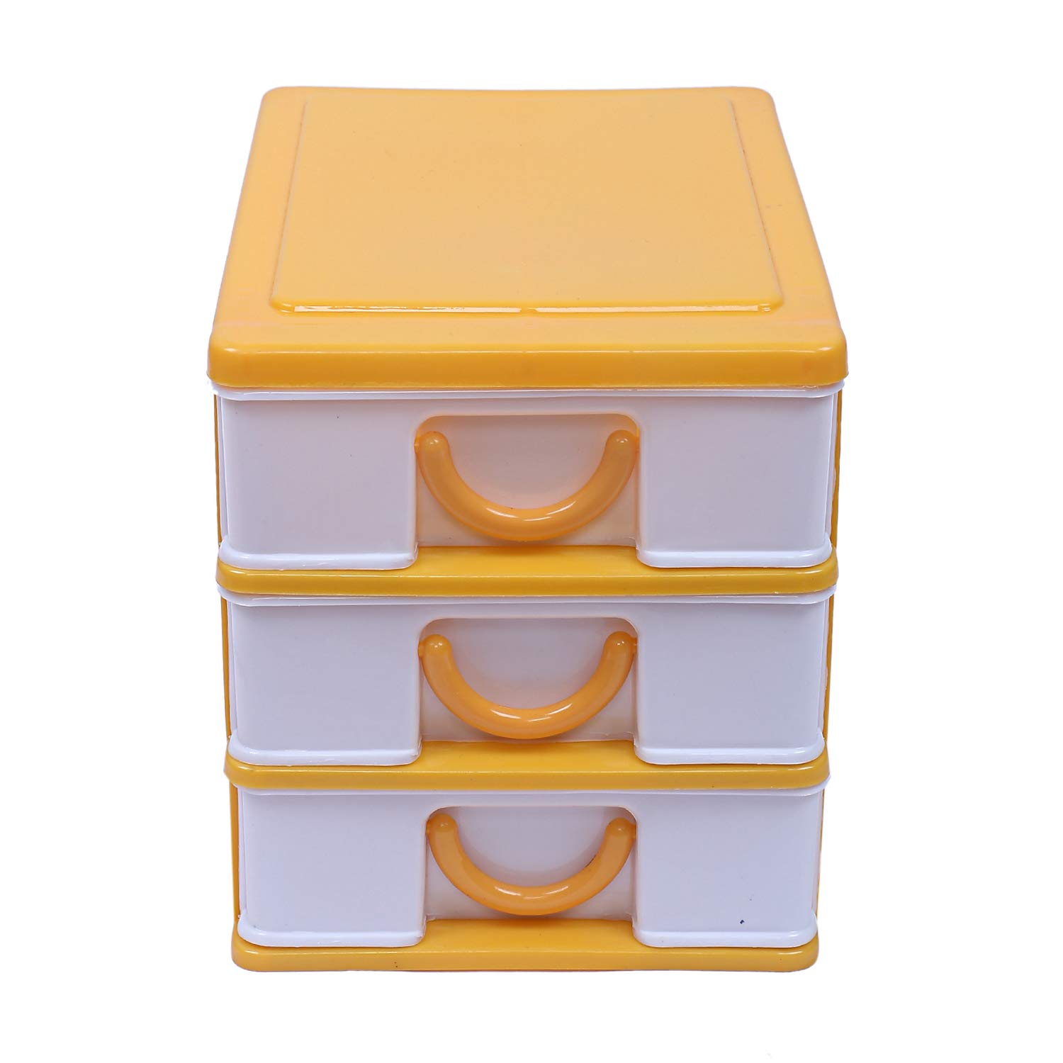 Urbane Home Plastic Three Layer Drawer Storage Cabinet Box (Yellow ...