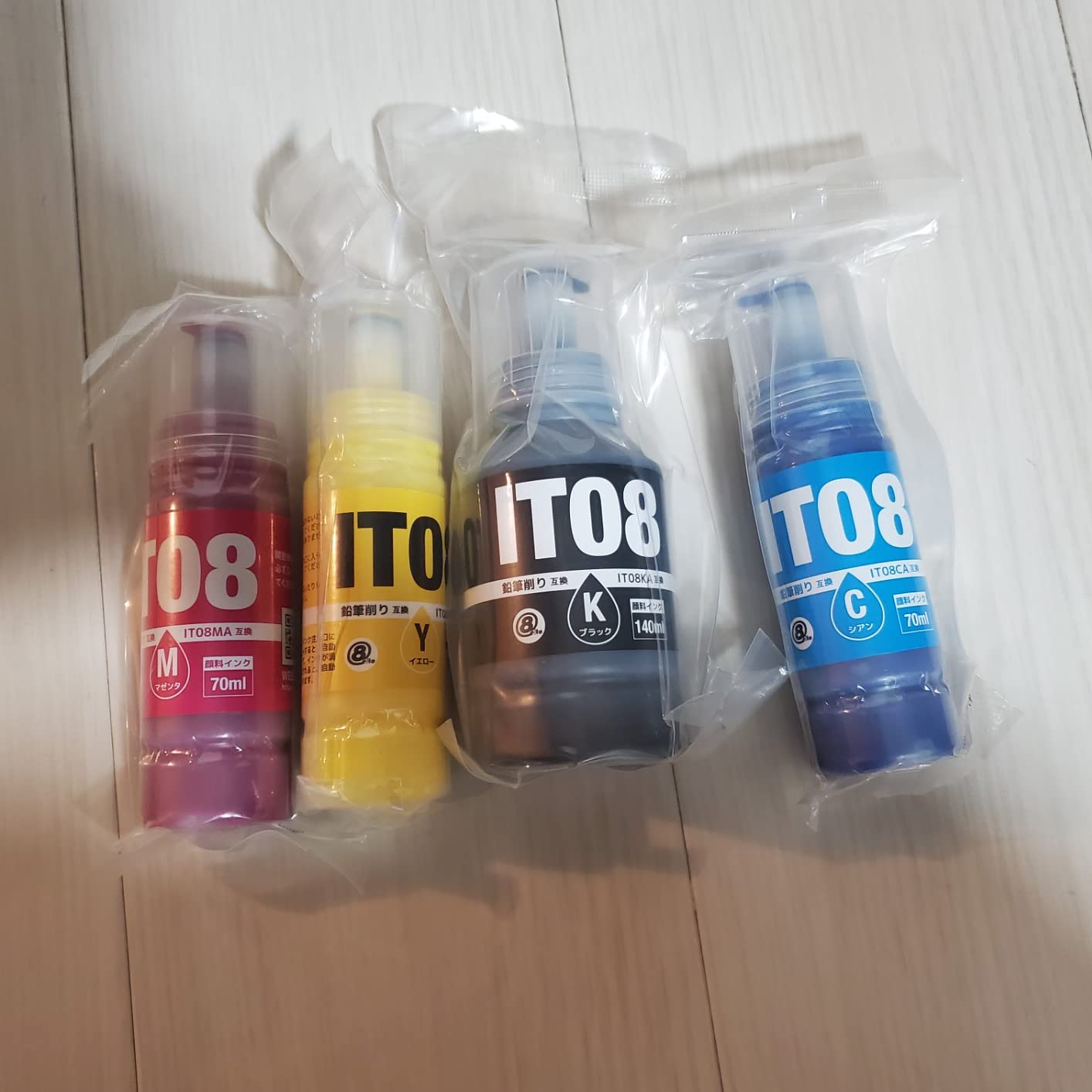 Amazon.co.jp: エプソン用互換インクボトルInc.com製 IT08(KA/CA/MA/YA)全色顔料4色セット 鉛筆削りインク ...