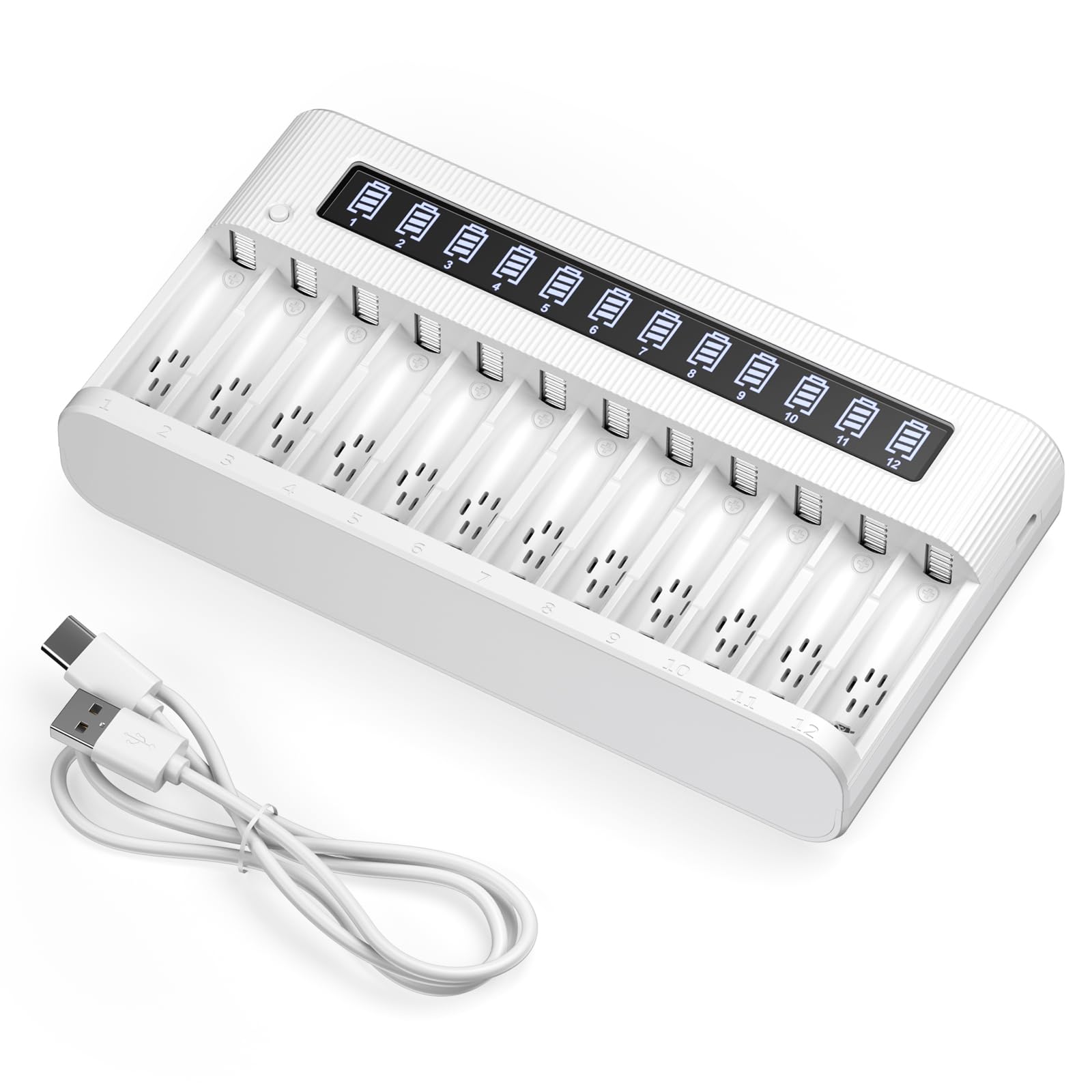 EBL Rechargeable Battery Charger 12 Slots LCD Charger for Ni-MH Ni-CD ...