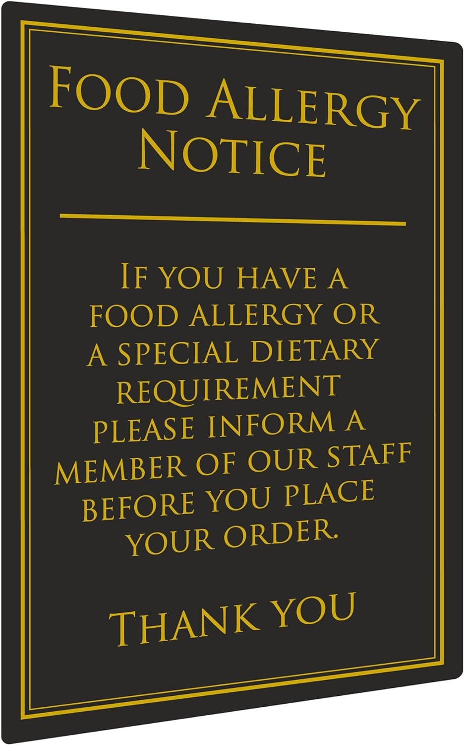 Food Allergy Sign Pub Bar Restaurant Notice Black 260x170mm Allergen ...