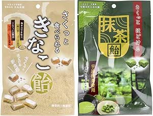 Amazon.co.jp: 【2種セット】さくっとほどける抹茶飴 47g ＆ さくっと食べられるきなこ飴 54g 食べ比べセット 個包装 香料 着色料不使用 : 食品・飲料・お酒