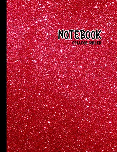 Red glitter notebook college ruled: Red glitter glossy Notebook 8.5'' x ...